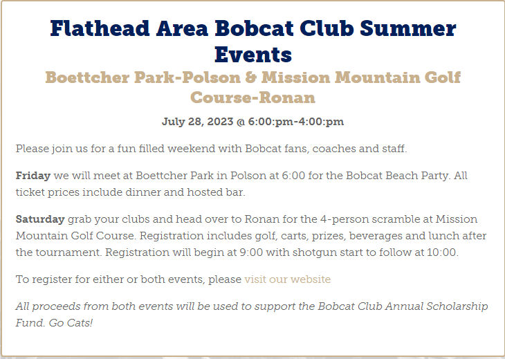 MSU Bobcat Scramble - Mission Mountain Golf Club